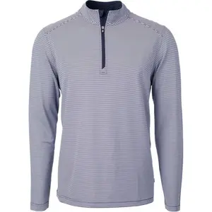 Cutter & Buck Virtue Micro Stripe Quarter Zip Pullover - Navy Blue/white