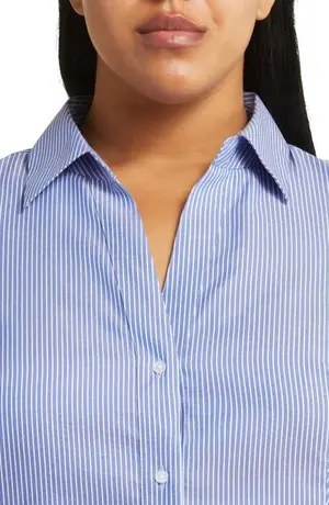 Jones New York Striped Cotton Shirt - Blue/white