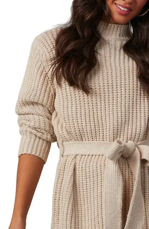 VICI Wixson Rib Belted Mock Neck Sweater
