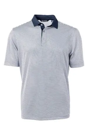 Cutter & Buck Virtue Micro Stripe Polo - Navy Blue/white