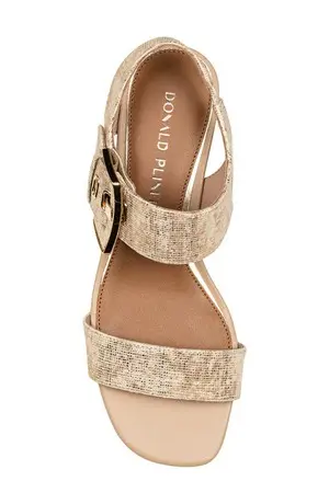 DONALD PLINER Snakeskin Print Sandals - Camel