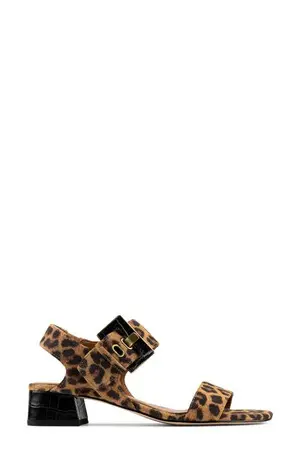 DONALD PLINER Croc-embossed Heel Sandal - Leopard