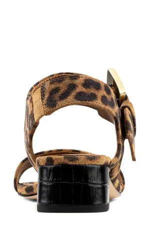 DONALD PLINER Croc-embossed Heel Sandal - Leopard