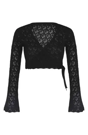 CAPITTANA Kaia Crochet Cover-up Sweater - Black