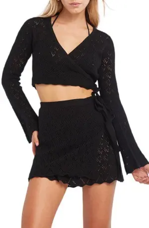 CAPITTANA Kaia Crochet Cover-up Sweater - Black
