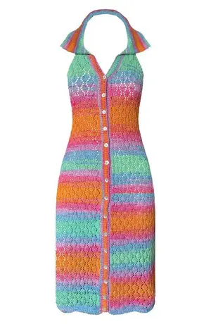 CAPITTANA Cielo Multicolor Crochet Halter Cover-up Dress