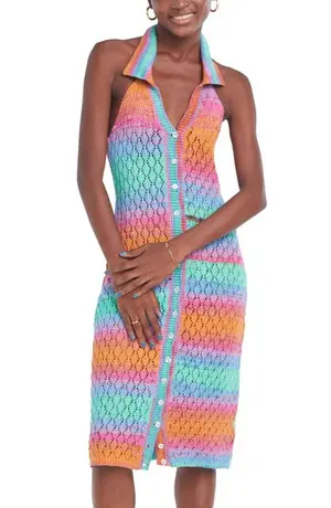 CAPITTANA Cielo Multicolor Crochet Halter Cover-up Dress