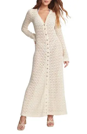 CAPITTANA Alexandra Long Sleeve Cover-up Maxi Dress - Ivory