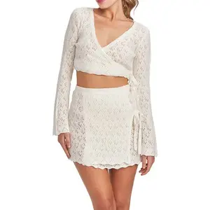 CAPITTANA Kaia Openwork Crochet Cover-up Miniskirt - Ivory