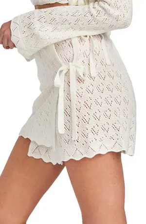 CAPITTANA Kaia Openwork Crochet Cover-up Miniskirt - Ivory