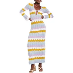 CAPITTANA Ella Stripe Long Sleeve Knit Cover-up Dress