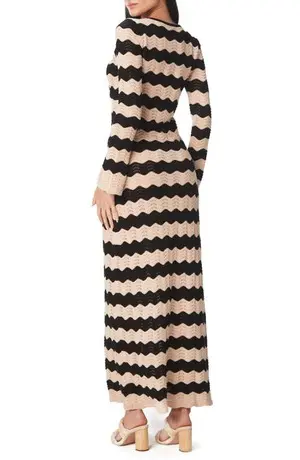 CAPITTANA Ella Stripe Long Sleeve Knit Cover-up Dress