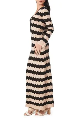 CAPITTANA Ella Stripe Long Sleeve Knit Cover-up Dress