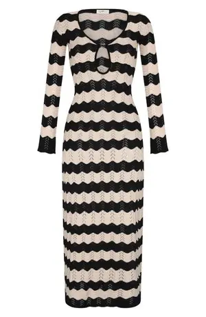 CAPITTANA Ella Stripe Long Sleeve Knit Cover-up Dress