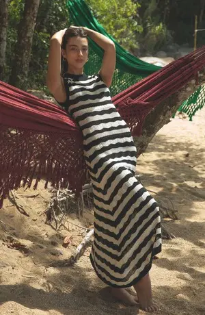 CAPITTANA Mila Stripe Crochet Sleeveless Cover-up Dress