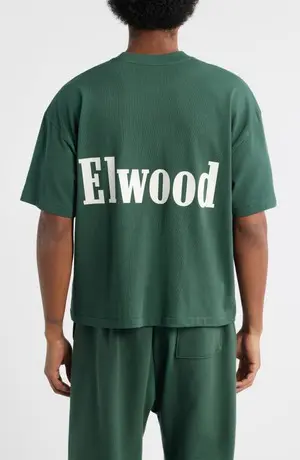 ELWOOD Boxy Heavyweight Cotton Crop T-shirt - Emerald