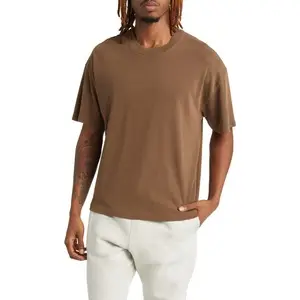 ELWOOD Boxy Heavyweight Cotton Crop T-shirt Tobacco