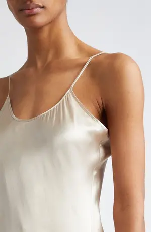 Eleventy Silk Charmeuse Slip Dress - Sand