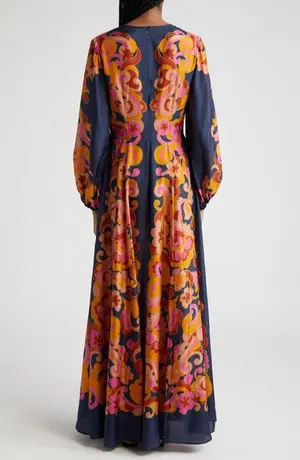 Zimmermann Acadian Paisley Long Sleeve Silk Maxi Dress