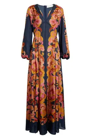 Zimmermann Acadian Paisley Long Sleeve Silk Maxi Dress