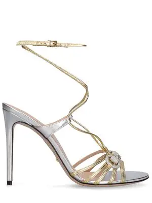 Gucci 105mm Horsebit Leather Sandals - Silver