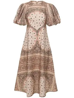 Zimmermann ZIMMERMANN Day Printed Linen Midi Dress - Multicolor