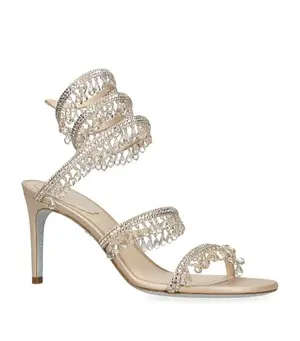 Rene Caovilla Leather Chandelier Sandals 80 - Beige