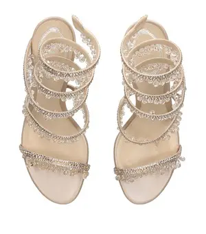 Rene Caovilla Leather Chandelier Sandals 80 - Beige
