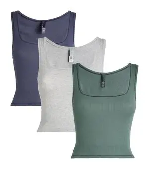 SKIMS 3 Pack Of Cotton Ribbed Tank Tops