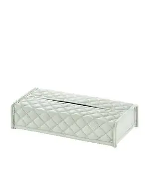 RIVIERE Leather Elba Diamonds Tissue Box - Green