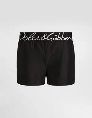 Dolce & Gabbana Short Swim Trunks With Logo - Black