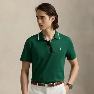 Ralph Lauren Tailored Fit Performance Polo Shirt Kelly Green/ceramic White