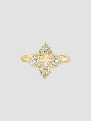Roberto Coin Small 18k & 0.15 Tcw Diamond Venetian Flower Ring - Yellow Gold