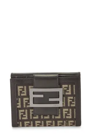 Fendi Zucchino Canvas Compact Wallet - Brown