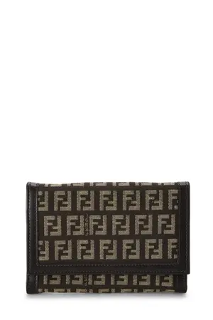 Fendi Zucchino Canvas Compact Wallet - Brown