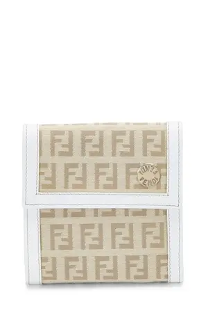 Fendi Zucchino Canvas Compact Wallet - White