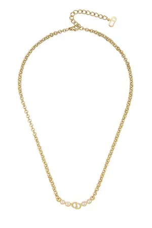 Dior Cd Crystal Charm Necklace - Gold