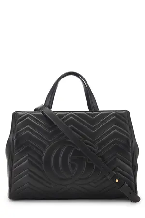 Gucci Leather Gg Marmont Top Handle Bag
