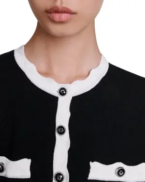 Maje Rolinette Contrast Trim Knit Dress In Black - 40% Off | Editorialist