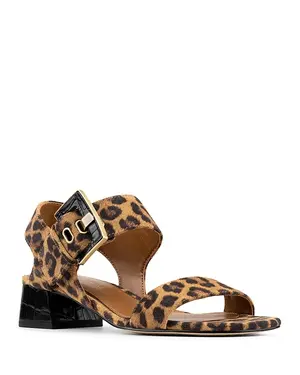 DONALD PLINER Ankle Strap Slingback High Heel Sandals - Leopard