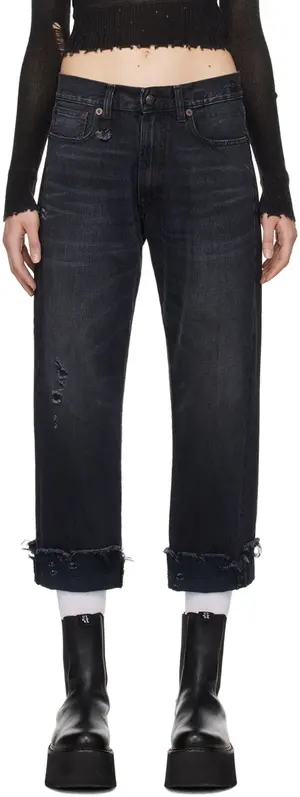 R13 R13 Black Boyfriend Jeans - Jake Black