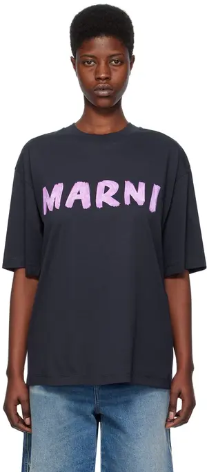 Marni Marni Navy Printed T-Shirt - L2b99 Blublack