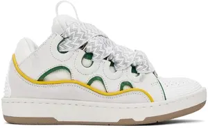 LANVIN Lanvin SSENSE Exclusive White & Green Curb Sneakers - Tbc