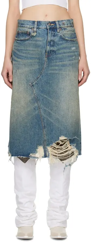 R13 R13 Jesse Denim Midi Skirt - Clinton Blue