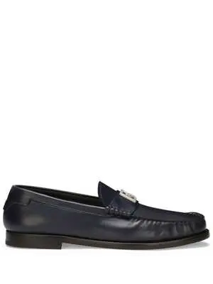 Dolce & Gabbana Logo-plaque Leather Loafers - Blue