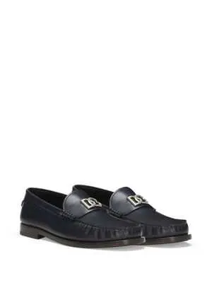 Dolce & Gabbana Logo-plaque Leather Loafers - Blue