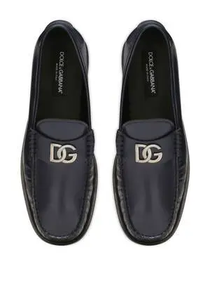 Dolce & Gabbana Logo-plaque Leather Loafers - Blue