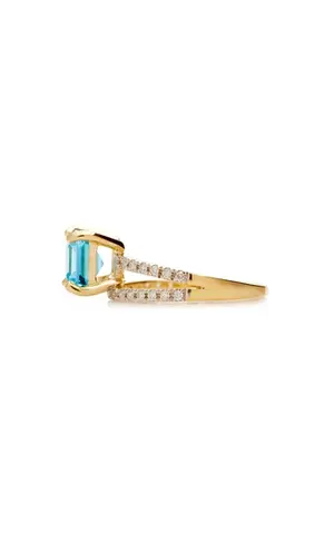 Mateo Point Of Focus 14k Yellow Gold Topaz, Diamond Ring