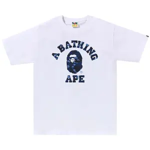 A BATHING APE Color Camo College Tee /navy - White