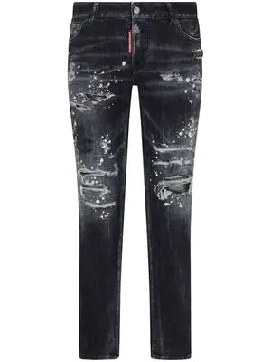 Dsquared2 Distressed Slim-Leg Jeans Black